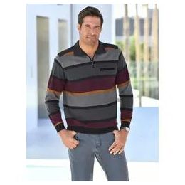 Poloshirt "Langarm-Shirt", Herren, Gr. 48/50, bunt (anthrazit, bordeaux), 62% Baumwolle, 38% Polyester, gemustert, gestreift, ohne Ausschnitt, Shirts