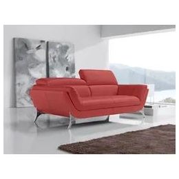 2,5-Sitzer Egoitaliano "Sueli, extravagantes Design und erstklassiger Sitzkomfort", rot, B:218cm H:100cm T:110cm, Leder &raquo;NUVOLE&laquo; (Echtes Rindsleder). Halbnat&uuml;rliches, halbnarbiges Rindsleder mit einer nat&uuml;rlichen K&ouml;rnung von 1, 2 bis 1, 4 mm. Dieses Leder hat eine weiche, wachsartige Hand mit mattem Aussehen und einem Wolkeneffekt. Es handelt sich um ein Naturleder, das die urspr&uuml;nglichen Eigensch