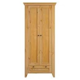 Garderobenschrank OTTO HOME "Skandinavia", beige (natur), B:85cm H:192cm T:38cm, Massivholz, Schr&auml;nke, Garderobenschrank, Massivholz, 2-t&uuml;rig, mit Schubkasten und seitlichen H&auml;ngem&ouml;glichkeiten