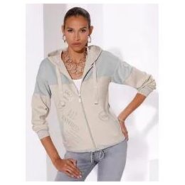 CR&Eacute;ATION L Shirtjacke CREATION L "Modal-Mix-Shirtjacke", Damen, Gr. 40, beige (silberfarben, elfenbein), 50% Modal, 44% Polyester, 6% Elasthan, Einsatz:4% Elasthan, 54% Polyester, 20% Viskose, 22% metallisierte Fasern, gemustert, unifarben, Shirts Shirtjacke, Topseller