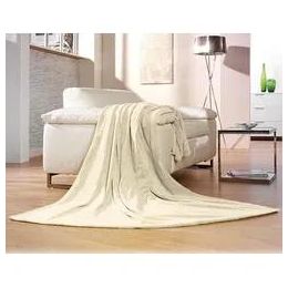 G&ouml;zze Wohndecke G&Ouml;ZZE "Memphis", beige (creme), B:180cm L:220cm, Polyester, Wohndecken, Wohndecke, in tollen Unifarben, Kuscheldecke