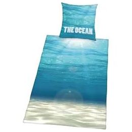 Bettw&auml;sche "The Ocean", blau (t&uuml;rkis), B/L: 135cm x 200cm, 1 Stk., 1 Stk., Renforc&eacute;, B/L: 80cm x 80cm, Renforc&eacute;, Obermaterial: 100% Baumwolle, Herding YOUNG COLLECTION, Bettw&auml;sche, Bettw&auml;sche, mit tollem Ozean Motiv