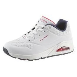 Wedgesneaker Skechers "Uno - Stand on Air", Damen, Gr. 41, wei&szlig;, Lederimitat, Schuhe Modernsneaker Sneaker low, Freizeitschuh, Halbschuh, Schn&uuml;rschuh mit feiner Perforation, Topseller
