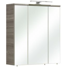 Spiegelschrank SAPHIR "mit Aufsatzleuchte", sangallo grau, B:65cm H:72cm T:20cm, Holzwerkstoff, Schr&auml;nke, Spiegelschrank