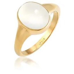Siegelring Elli "Siegelring Mondstein Oval 925 Silber" Gr. 58, gold, Fingerringe, Damen, 58mm, Silber 925 (Sterlingsilber), Siegelring
