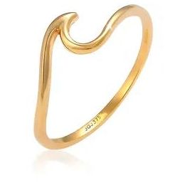 Fingerring Elli Premium "Wellen Wave Strand Maritim 375 Gelbgold" Gr. 58, gold, Fingerringe, Damen, 58mm, ohne Stein, Gelbgold 375, Fingerring
