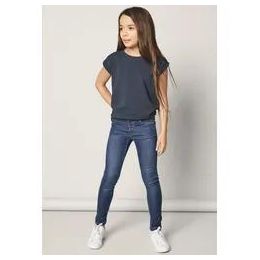 Jeansjeggings name it "LEGGINGS &ndash; Extraeng mit hohem Komfort und G&uuml;rtelschlaufen", M&auml;dchen, Gr. 164, N-Gr, blau (schwarz, blau, denim), Denim/Jeans, Obermaterial: 57% Lyocell, 31% Polyester, 10% Viskose, 2% Elasthan, unifarben, extraeng lang, Jeans, unifarben, casual, extraeng, Denim/Jeans