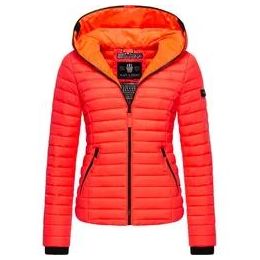 Steppjacke Navahoo "Kimuk", Damen, Gr. XS, orange (neonorange), Obermaterial: 100% Nylon. Futter: 100% Polyester. Wattierung: 100% Polyester. &Auml;rmelfutter: 100% Polyester, figurbetont h&uuml;ftlang, &Auml;rmel ohne &Auml;rmelschlitz Rippstrickb&uuml;ndchen kontrastfarben, Jacken Steppjacke, leichte &Uuml;bergangsjacke mit Kapuze
