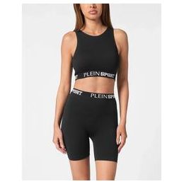 Lauftop Plein Sport "Logo", Damen, Gr. M, schwarz (02, schwarz), Obermaterial: 94% Polyamid, 6% Elasthan, Tops Croptop Sport Bustiers