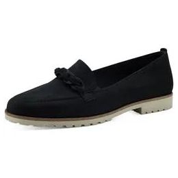 Loafer Tamaris, Damen, Gr. 41, blau (navy), Nubukleder, unifarben, Schuhe Loafer, Chunky Slipper, Plateau Slipper mit seitlichen Stretcheins&auml;tzen, Topseller