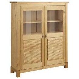Highboard OTTO HOME "Rauna", beige (gelaugt, ge&ouml;lt), B:111,6cm H:135,7cm T:38cm, Sideboards, Highboard, Vitrine, Breite 111,6 cm, aus massiver Kiefer