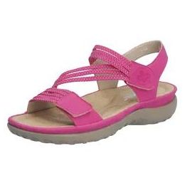 Riemchensandale Rieker, Damen, Gr. 36, pink (fuchsia), Nubuklederimitat, Schuhe Riemchensandale, Sommerschuh, Sandalette, Keilabsatz, mit Gummiz&uuml;gen