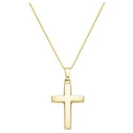Kreuzkette Luigi Merano "Kreuz Anh&auml;nger, Gold 585", gold, Halsketten, Damen, 45cm, Gelbgold 585, Kreuzkette