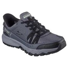 Slip-On Sneaker Skechers "DYNAMITE AT", Herren, Gr. 42, grau (grau, schwarz), Leder, Synthetik, Schuhe, Trekkingschuh, Freizeitschuh mit robuster Laufsohle, Topseller