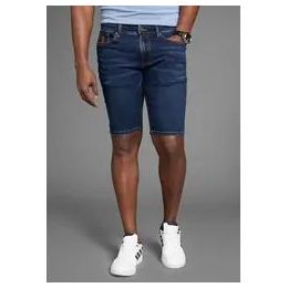 Jeansshorts Bruno Banani "Hutch-Shorts", Herren, Gr. 33, L&auml;nge 32, blau (dunkelblau), Denim/Jeans, Obermaterial: 98% Baumwolle, 2% Elasthan, unifarben, normal kurz, Jeans Jeansshorts, gerade geschnittene kurze Beine, niedrige Leibh&ouml;he