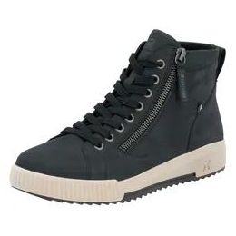 Schn&uuml;rboots Rieker SPORT, Damen, Gr. 38, blau (nachtblau), Leder, Schuhe Schn&uuml;rboots, Stiefelette, High Top Sneaker, Freizeitboots mit Rei&szlig;verschluss
