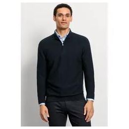 Troyer OLYMP "OLYMP Strick Casual", Herren, Gr. XL, blau (marine), Strick, Obermaterial: 100% Baumwolle, regular fit, Rippb&uuml;ndchen, Pullover Troyer, mit modischer Struktur
