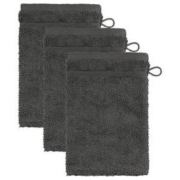 M&ouml;ve Waschhandschuh M&Ouml;VE FOR FROTTANA "Pearl", grau (graphit), B:15cm L:20cm, Baumwolle, Waschlappen, mit Perloptik