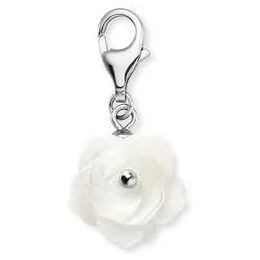 Charm Blume Engelsrufer "Rose", bunt (silberfarben, wei&szlig;), Charms, Damen, Silber 925 (Sterlingsilber), mit Perlmutt