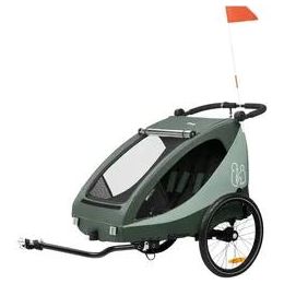 Fahrradkinderanh&auml;nger hauck "2in1 Bike Trailer und Buggy Dryk Duo Plus, dark green", Kinder, gr&uuml;n (dunkelgr&uuml;n), Fahrradanh&auml;nger, f&uuml;r 2 Kinder; inklusive Deichsel, Topseller