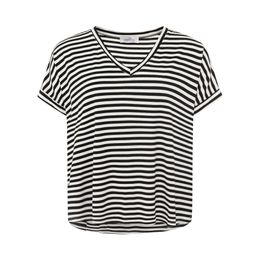 T-Shirt Zwillingsherz "Maritime Streifen", Damen, schwarz, Obermaterial: 97% Viskose, 3% Elasthan, loose fit h&uuml;ftlang, V-Ausschnitt, Shirts T-Shirt, One Size, Kurzarm, V-Ausschnitt, gestreift, Loose Fit