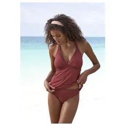 B&uuml;gel-Tankini-Top s.Oliver "Aiko", Damen, Gr. 42, Cup B, rot (rostrot), Microfaser, Microfaser, Polyamid, unifarben, Bikini-Oberteile, mit H&auml;keloptik