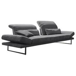 3-Sitzer 3C Candy "Mallow Designsofa mit Komfortfunktionen, modern und bequem", grau (anthrazit), B:258cm H:83cm T:103cm, 100% Polyester, Sofas, Verstellbare Armlehne und Kopfteil, manuelle Sitztiefenverstellung
