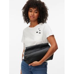 V&eacute;ro Moda Kurzarmshirt VERO MODA "VMKARMA S/S O-NECK T-SHIRT JRS BTQ", Damen, Gr. XL, snow wei&szlig; print:hearts pocket, Jersey, Obermaterial: 100% Baumwolle, bedruckt, regular fit normal, Rundhals, Shirts, Baumwolle, regular fit