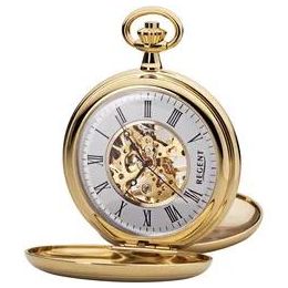 Regent Uhren Taschenuhr REGENT "P701-19363040", gold (goldfarben), Taschenuhren, Damen, Taschenuhr, Herrenuhr, Handaufzug, skelettiertes Zifferblatt, Geschenkidee