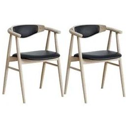Holzstuhl HAMMEL FURNITURE "Findahl by Hammel Tradition", beige (natur, eiche, wei&szlig;pigmentiert lack, schwarz), B:56,5cm H:77cm T:56,5cm, Leder, Massivholz, St&uuml;hle, Holzstuhl, Massivholz, mit Sitz und R&uuml;ckenpolster aus Leder