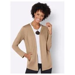 Shirtjacke Casual Looks "Shirtjacke", Damen, Gr. 46, braun (camel), 50% Baumwolle, 50% Modal, unifarben, V-Ausschnitt, Shirts Shirtjacke