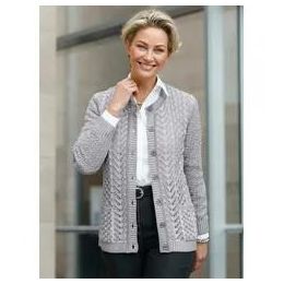 Cardigan Classic Basics, Damen, Gr. 44, grau (grau, meliert), 75% Baumwolle, 25% Polyacryl, meliert, Strickjacken