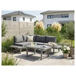 Gartenlounge-Set Konifera "Hamburg", grau (grau, anthrazit), Aluminium, Sitzm&ouml;bel-Sets, h&ouml;henverstellbarer Tisch, inkl. Schutzh&uuml;lle, Aluminiumgestell, Topseller