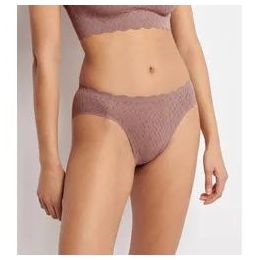 Slip Sloggi "ZERO Feel Bliss High leg", Damen, Gr. XL, braun (cacao), Spitze, Obermaterial: 76% Polyamid, 24% Elasthan, Jacquardmuster, unifarben, figurbetont, Unterhosen Slip, unsichtbar mit Spitzenoptik