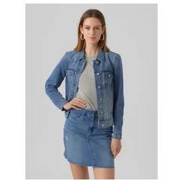 V&eacute;ro Moda Jeansjacke VERO MODA "VMZORICA LS DENIM JACKET MIX NOOS", Damen, Gr. XS, blau (medium blau denim), Denim/Jeans, Obermaterial: 80% Baumwolle, 20% Polyester, unifarben, Jacken Jeansjacke, mit leichten Destroyed Effekten