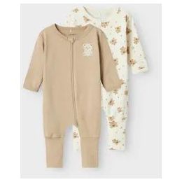Schlafoverall name it "NBNNIGHTSUIT 2P ZIP FF JET BEAR NOOS", Jungen, Gr. 86, N-Gr, gr&uuml;n (jet stream), Jersey, Obermaterial: 100% Baumwolle, bedruckt, regular fit, Overalls