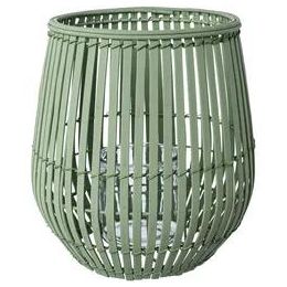 Windlicht CREATIV HOME "Kerzenhalter Bambus", gr&uuml;n (jadefarben), H:25cm &Oslash;:25cm, Glas, Holz teilmassiv, Kerzenhalter, Windlicht, H&ouml;he ca. 25 cm