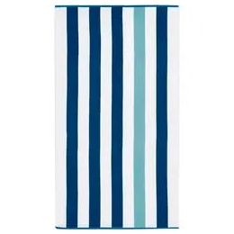 Strandtuch Egeria "BEACH CABANA STRIPE", blau (capri), B:90cm L:180cm, Frottiervelours, Obermaterial: 100% Baumwolle, Handt&uuml;cher, 90x180 cm