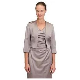 Bolerojacke Vera Mont "Damen mit Kellerfalten", Damen, Gr. 46, grau, Satin, Obermaterial: 96% Polyester, 4% Elasthan, tailliert, V-Ausschnitt, Jacken