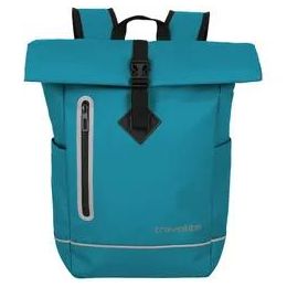 Freizeitrucksack Travelite "BASICS Roll-Up Rucksack aus Plane", Gr. B/H/T: 26cm x 60cm x 15cm, blau (harbor blau), Polyester, unifarben, Rucks&auml;cke Freizeitrucksack, mit variablem Roll-Up-Verschluss