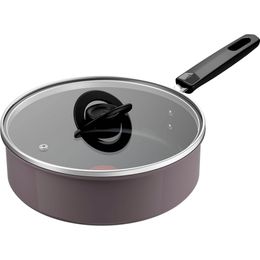 Schmorpfanne Tefal "Ceramic Control Grey", grau, B:25,5cm H:11,7cm L:41,7cm &Oslash;:24cm, Pfannen, Schmorpfanne, Keramikbeschichtung, Induktion, Thermo-Signal Temperaturanzeiger