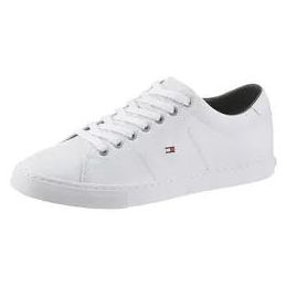 Sneaker Tommy Hilfiger "ESSENTIAL LEATHER SNEAKER", Herren, Gr. 43, wei&szlig;, Leder, Schuhe Sneaker, Freizeitschuh, Halbschuh, Schn&uuml;rschuh mit Flaggenstickerei