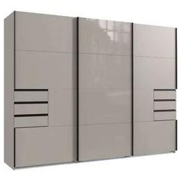 Schwebet&uuml;renschrank wimex "Saigon, Kleiderschrank mit Schiebet&uuml;r", schwarz (sandgrau, griffe schwarz), B:270cm H:208cm T:64cm, Holzwerkstoff, Schr&auml;nke, Schwebet&uuml;renschrank, mit Glaselementen, 3 T&uuml;ren, 270cm breit, Topseller