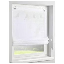 Raffrollo Kutti "Gravelot" Gr. 3, wei&szlig;, B:80cm H:140cm, Obermaterial: 65% Baumwolle, 35% Polyester, Raffrollos, Applikationen mit niedlichen V&ouml;geln