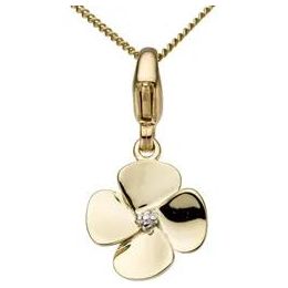 Charm Blume Firetti "Schmuck Geschenk Gold 375 Halskette Charmarmband Gold-Charm Blume", silber (gelbgoldfarben, wei&szlig;goldfarben), Charms, Damen, Gelbgold 375