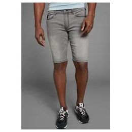 Jeansshorts Bruno Banani "Hutch-Shorts", Herren, Gr. 32, L&auml;nge 32, grau, Denim/Jeans, Obermaterial: 98% Baumwolle, 2% Elasthan, unifarben, normal kurz, Jeans Jeansshorts, gerade geschnittene kurze Beine, niedrige Leibh&ouml;he