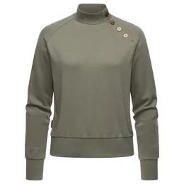 Sweatshirt Ragwear "Majjorka Solid", Damen, Gr. XXL (44), gr&uuml;n (olivgr&uuml;n), Sweatware, Material: 70% Baumwolle, 30% Polyester, oversize h&uuml;ftlang, hoch geschlossener Ausschnitt, &Auml;rmel ohne &Auml;rmelschlitz Rippb&uuml;ndchen, Sweatshirts Sweatshirt, Damen Langarmshirt mit Rippb&uuml;ndchen und Zierkn&ouml;pfen