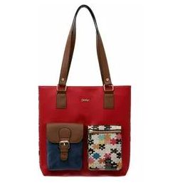 Umh&auml;ngetasche DOGO "Multi Pocket Bag Shopper-Tasche Paperflower Damen Schultertasche", Damen, Gr. B/H/T: 36cm x 8cm onesize, rot, Taschen Umh&auml;ngetasche, Handgefertigt