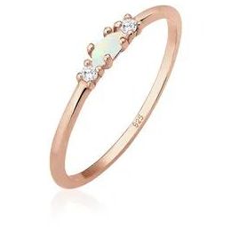 Fingerring Elli "Opal Marquise und Zirkonia 925 Sterling Silber" Gr. 56, rosegold, Fingerringe, Damen, 56mm,mit Steinen, Silber 925 (Sterlingsilber), 1mm, Fingerring