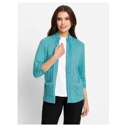 Shirtjacke Inspirationen "Shirtjacke", Damen, Gr. 38, blau (ozean), 95% Viskose, 5% Elasthan, unifarben, Shirts Shirtjacke